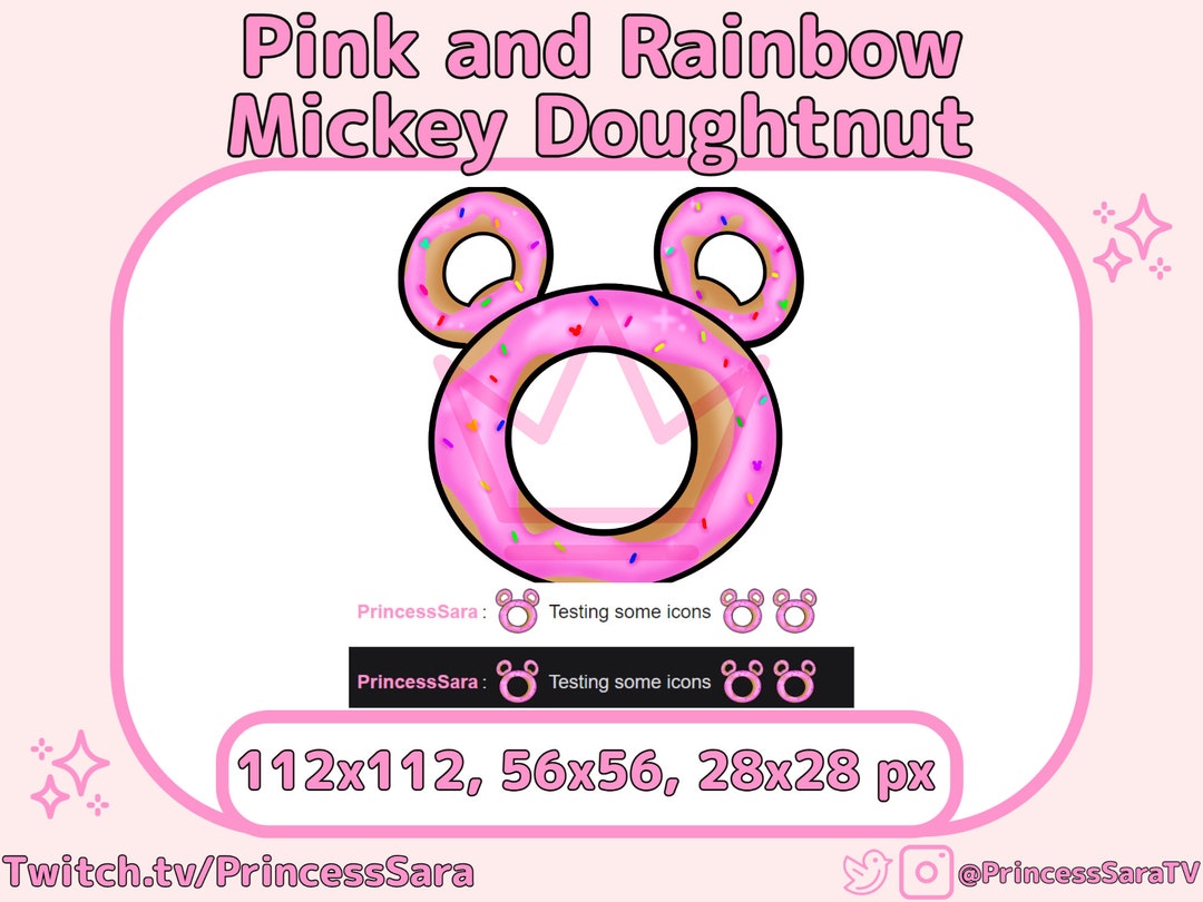Pink With Rainbow Sprinkles Mouse Doughnuts Emotes Are Ready to Use for ...