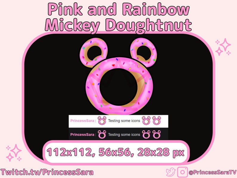 Pink With Rainbow Sprinkles Mouse Doughnuts Emotes Are Ready to Use for ...