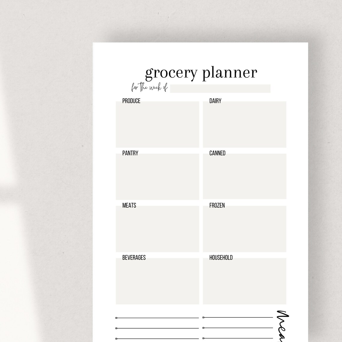 Grocery Planner PRINTABLE | to Do List | Simple Modern Grocery Shopping ...