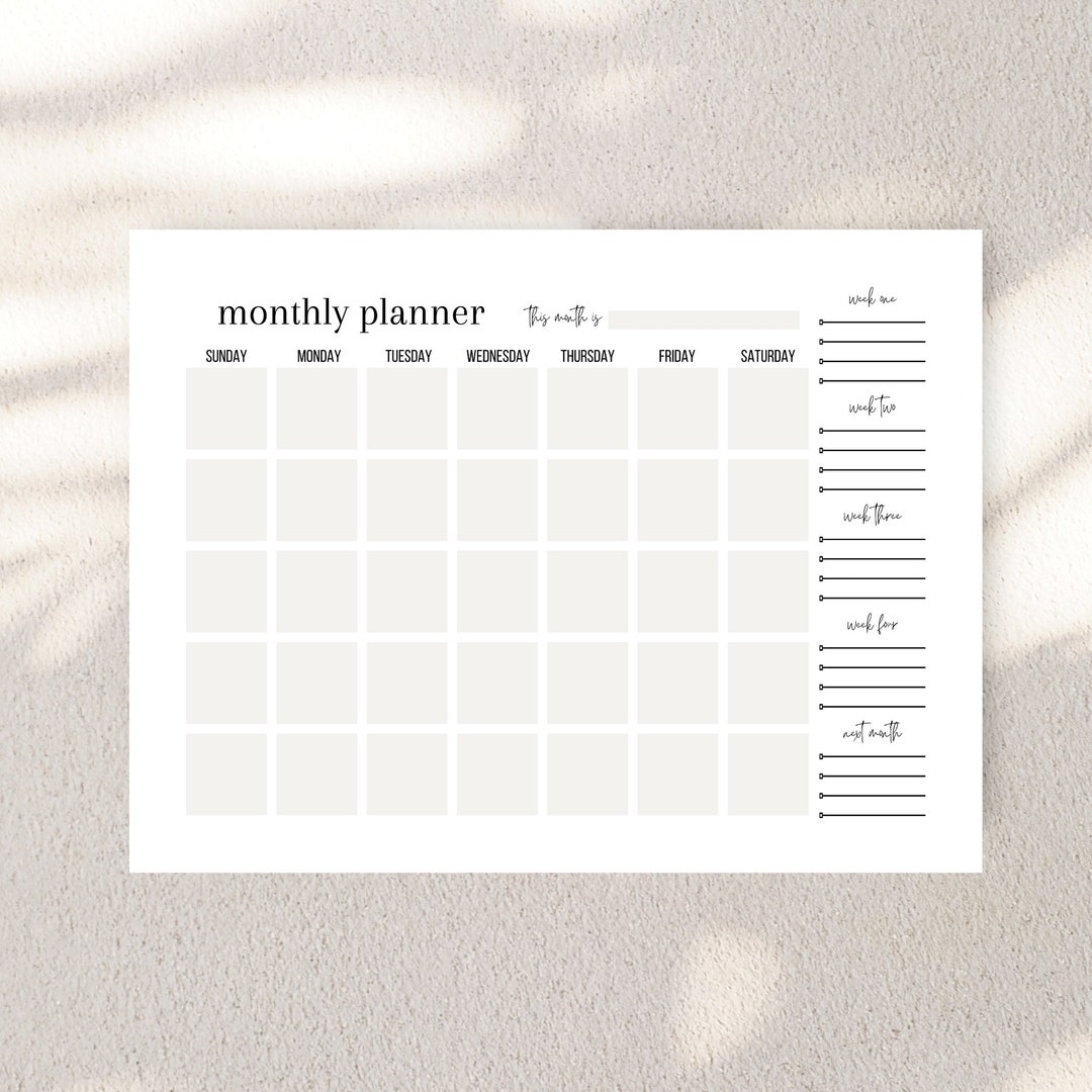Monthly Planner PRINTABLE | to Do List | Simple Modern Monthly Planning ...