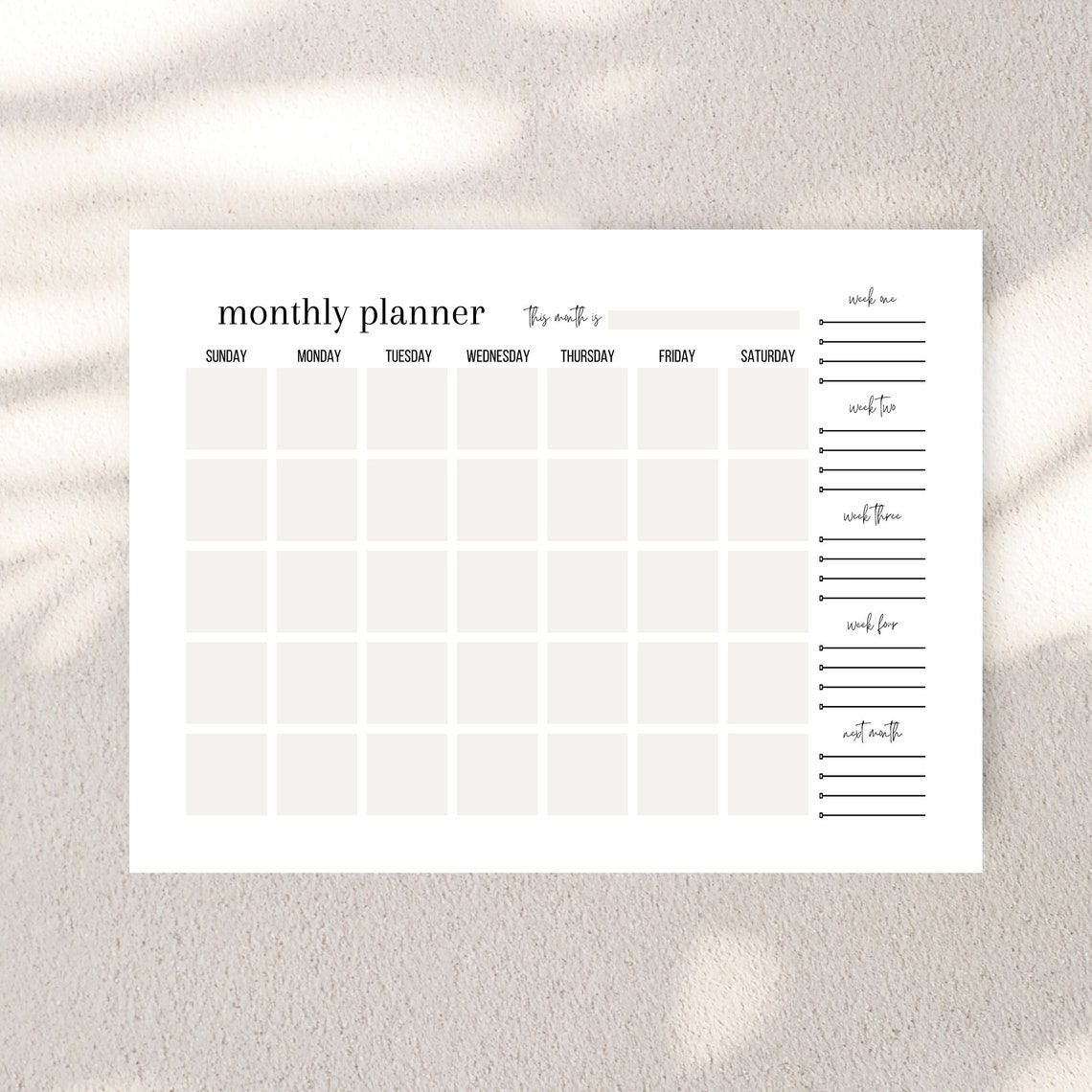 Monthly Planner PRINTABLE | to Do List | Simple Modern Monthly Planning ...