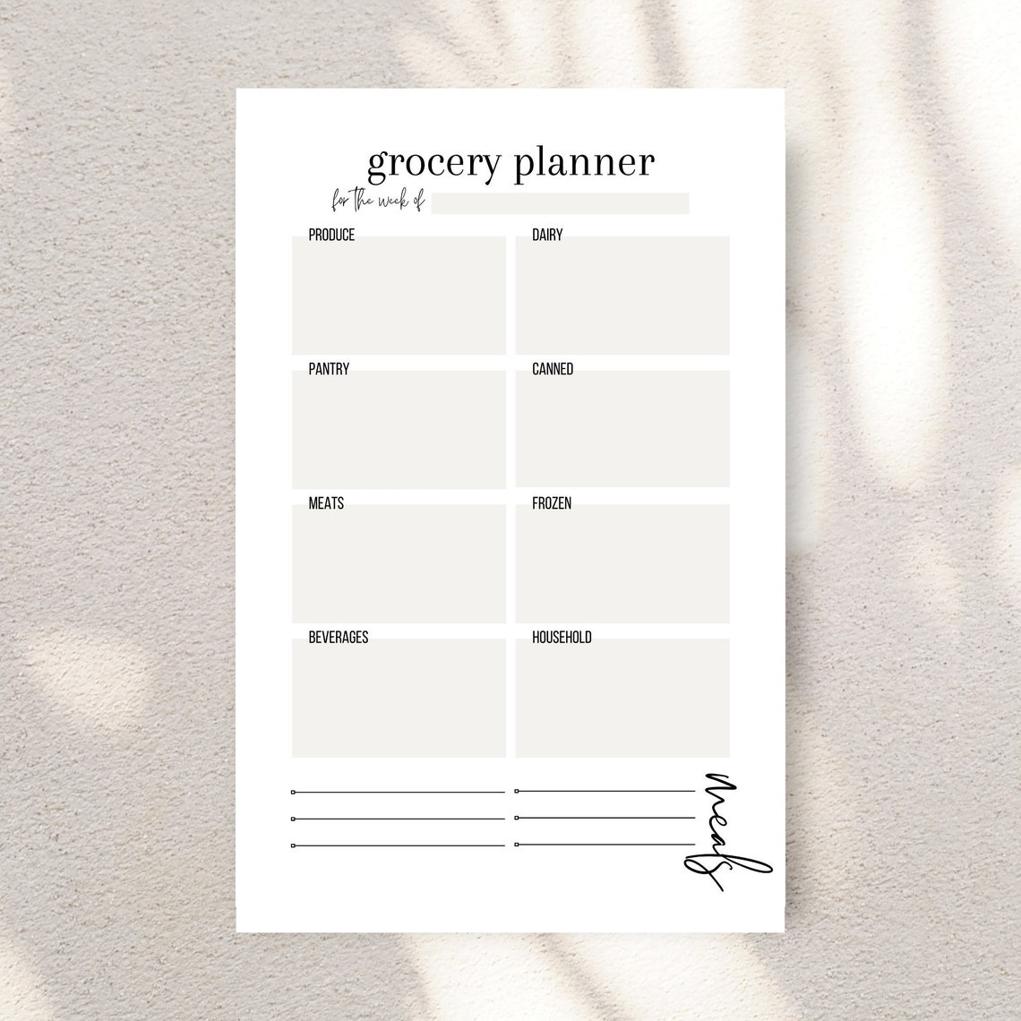 Grocery Planner PRINTABLE to Do List Simple Modern Grocery - Etsy