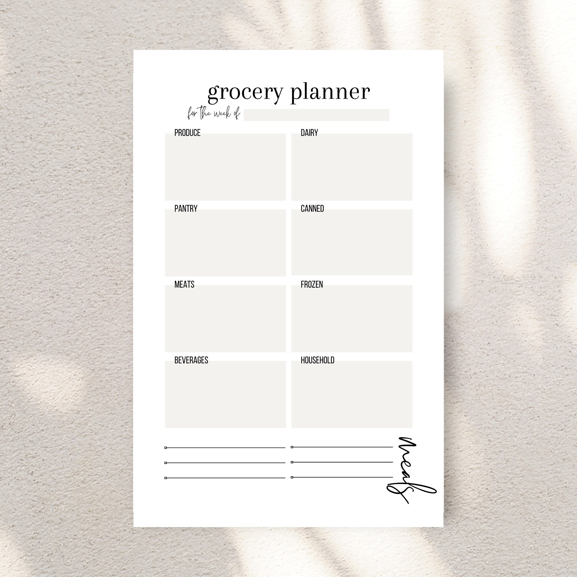 Grocery Planner PRINTABLE | to Do List | Simple Modern Grocery Shopping ...