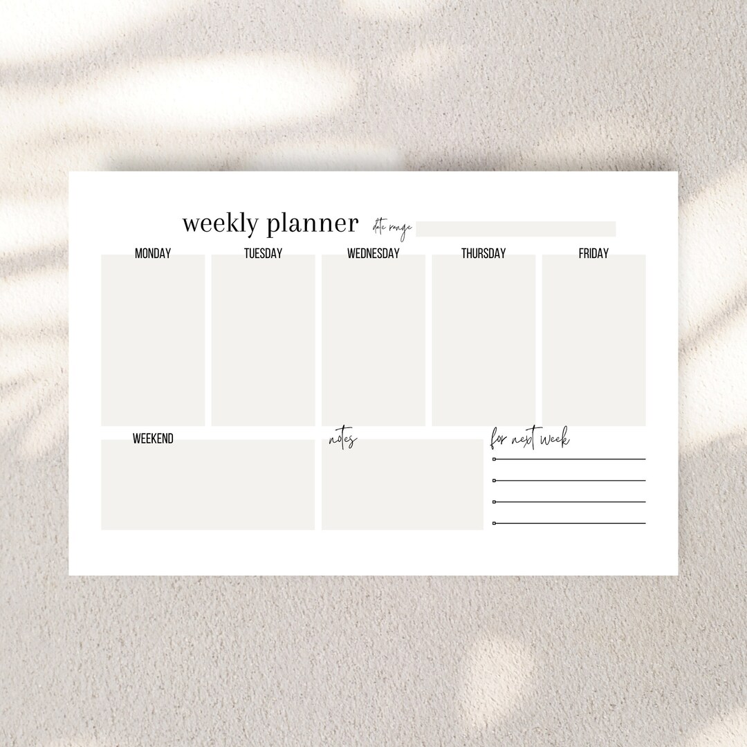 Weekly Planner PRINTABLE | to Do List | Simple Modern Weekly Planning ...