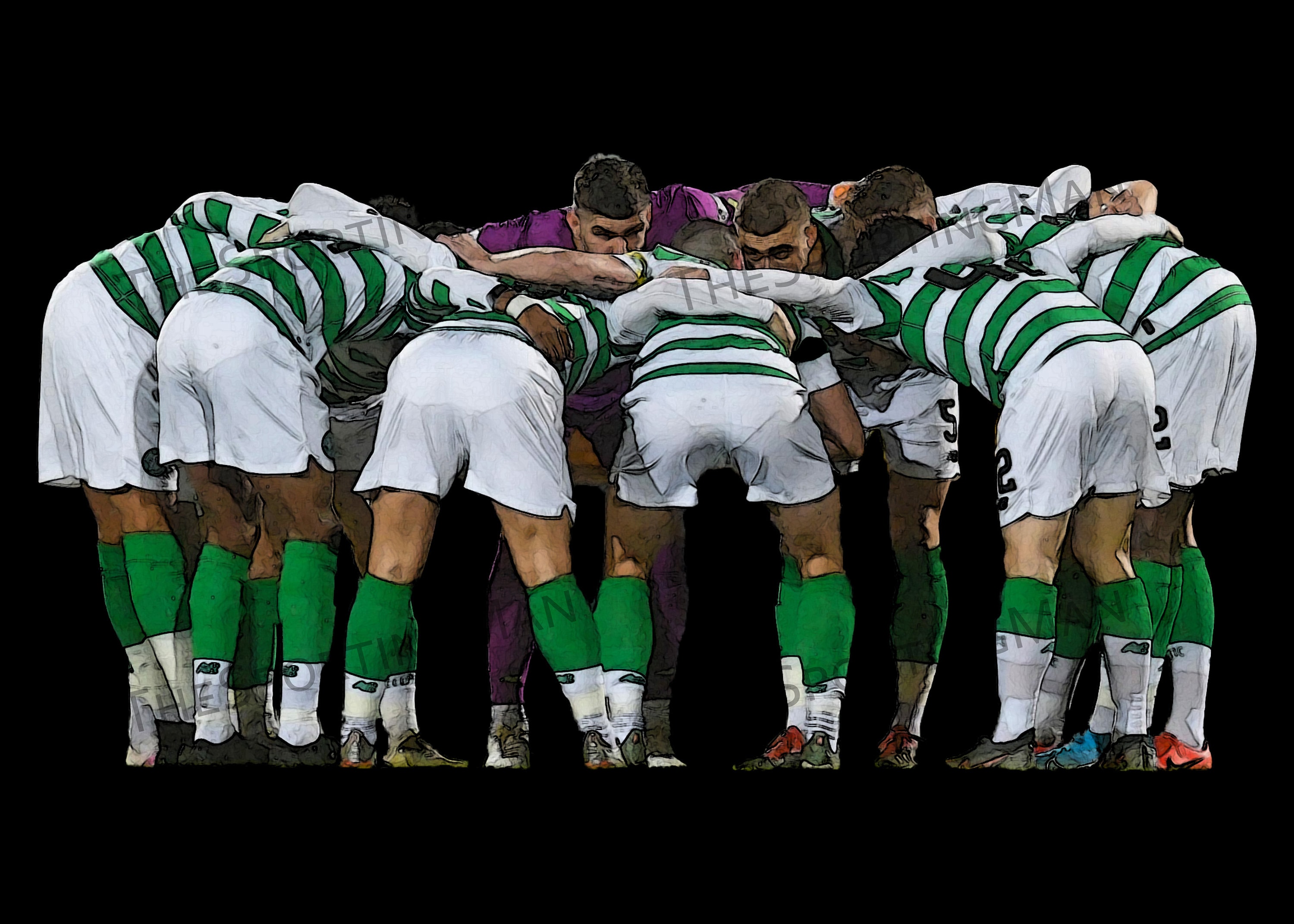 The Celtic Huddle Glasgow Celtic FC Print - Etsy UK