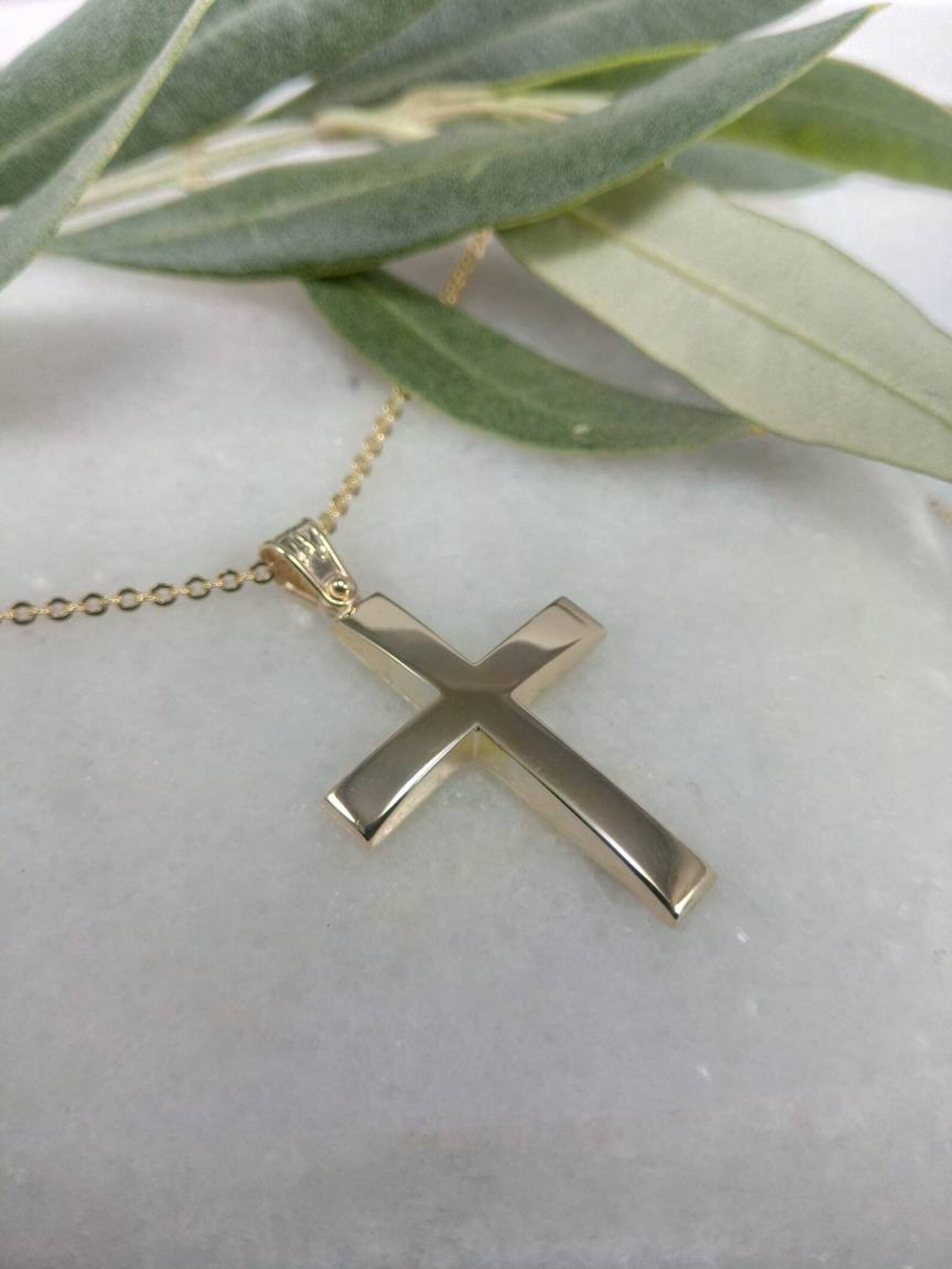 14k Gold Cross.baptism Yellow Gold Cross.cross for Boy.minimal Gold ...