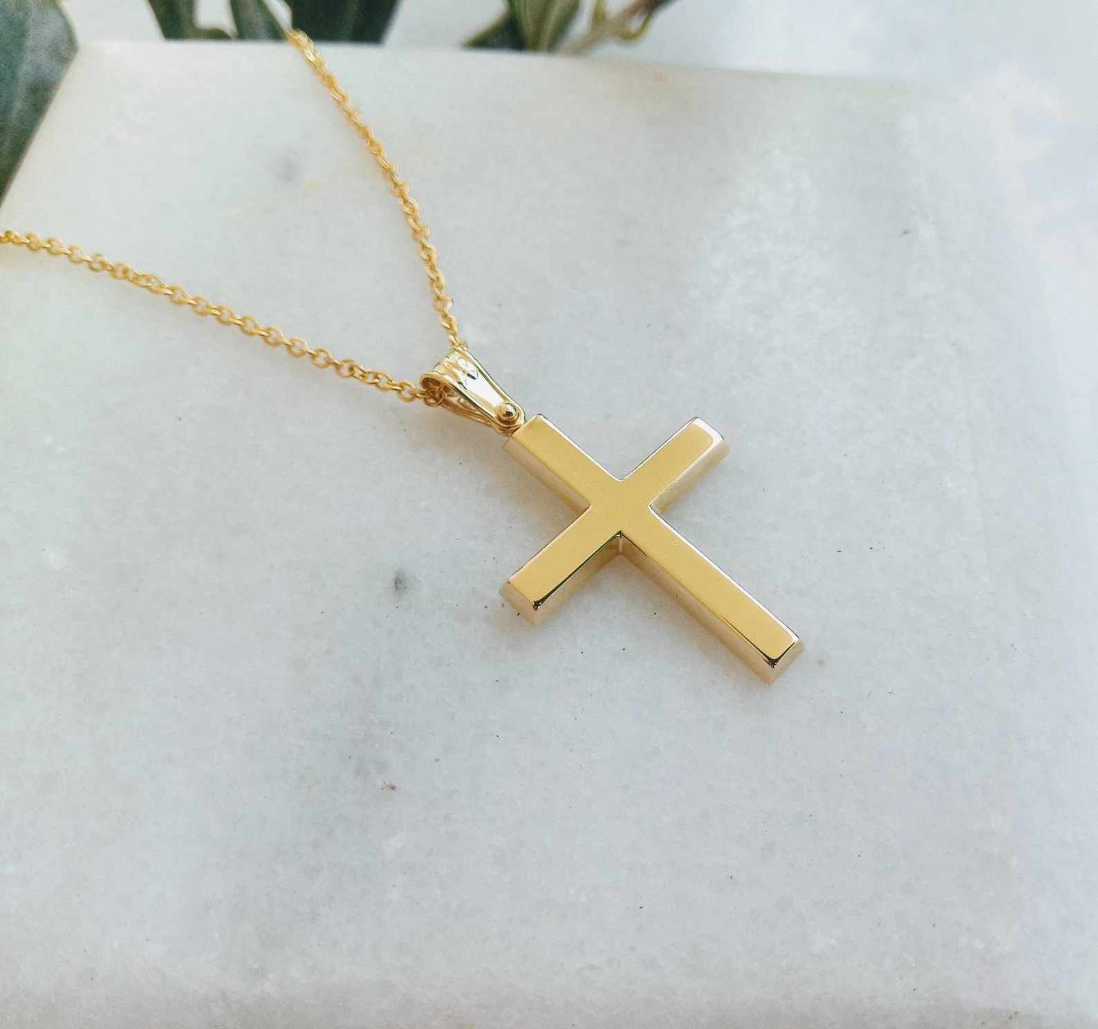 14k Gold Cross.baptism Yellow Gold Cross.cross for Boy.minimal Gold ...