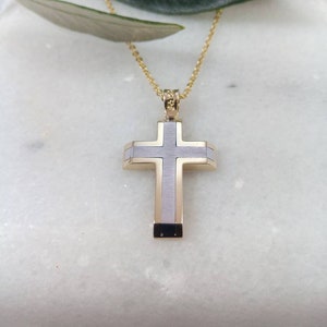 Two-colors K14 Gold Cross.yellow and White Gold. Double Sided K14 Gold ...