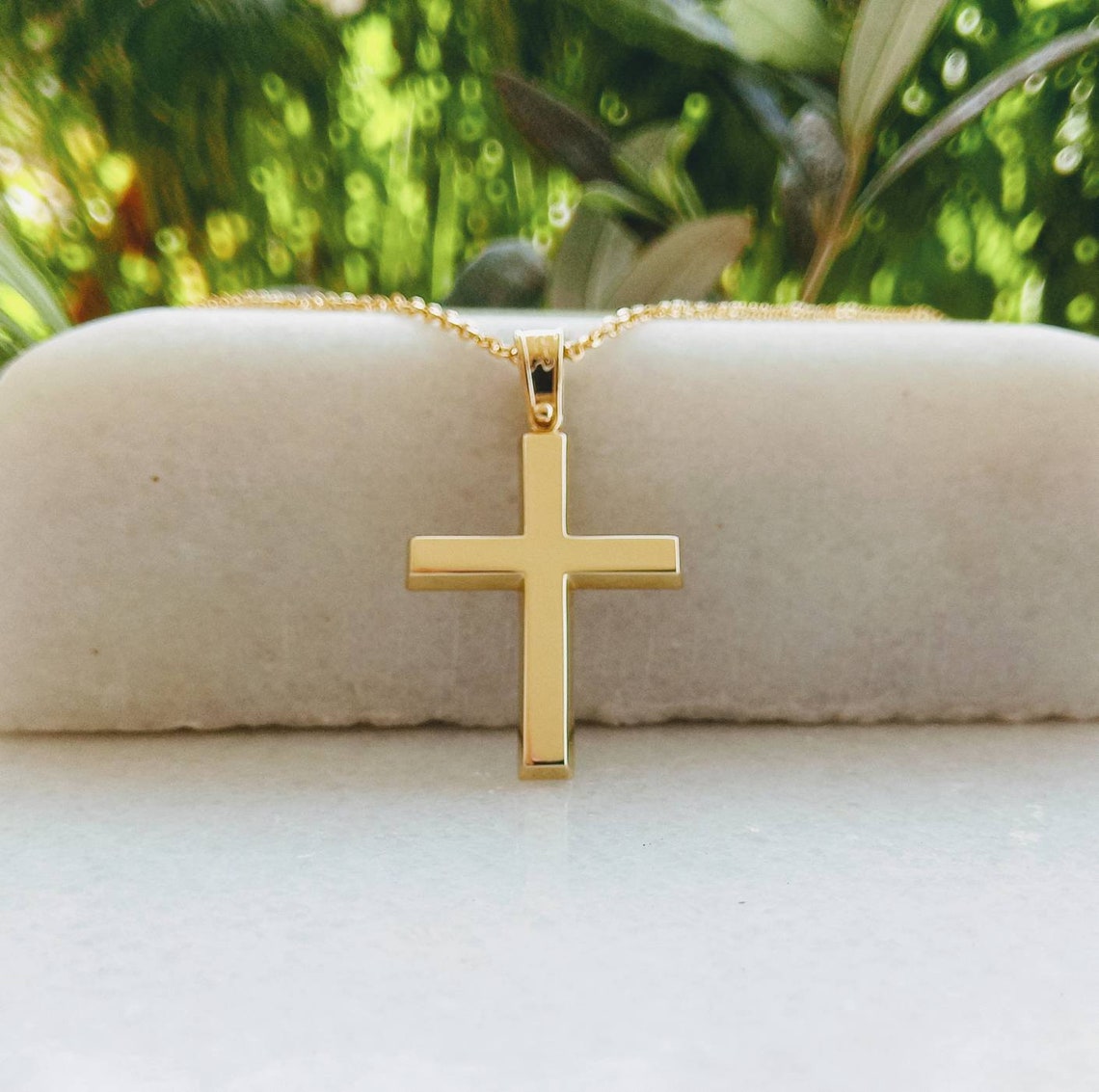 14k Gold Cross.baptism Yellow Gold Cross.cross for Boy.minimal Gold ...