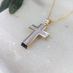 Two-colors K14 Gold Cross.yellow and White Gold. Double Sided K14 Gold ...