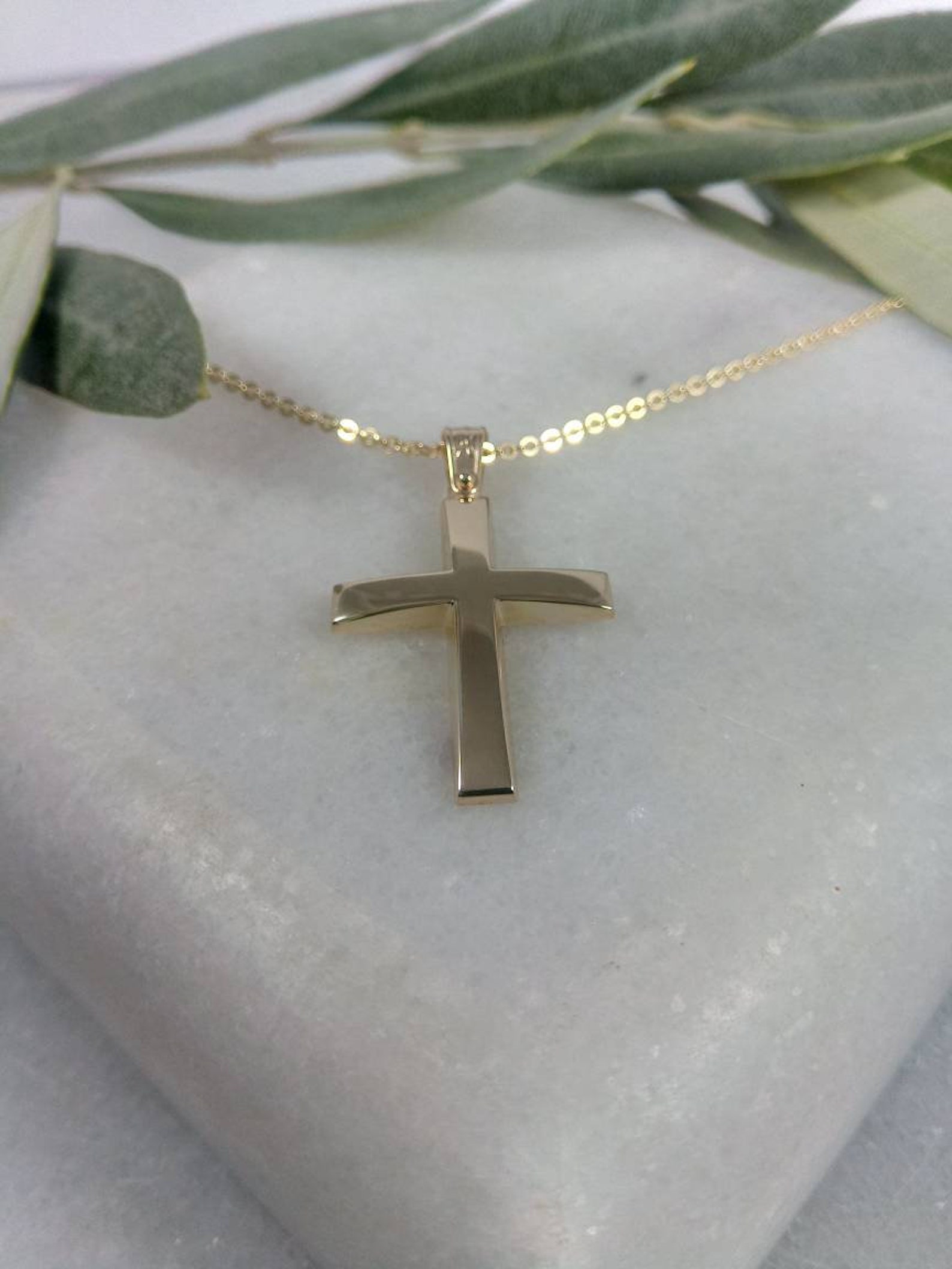14k Gold Cross.baptism Yellow Gold Cross.cross for Boy.minimal Gold ...