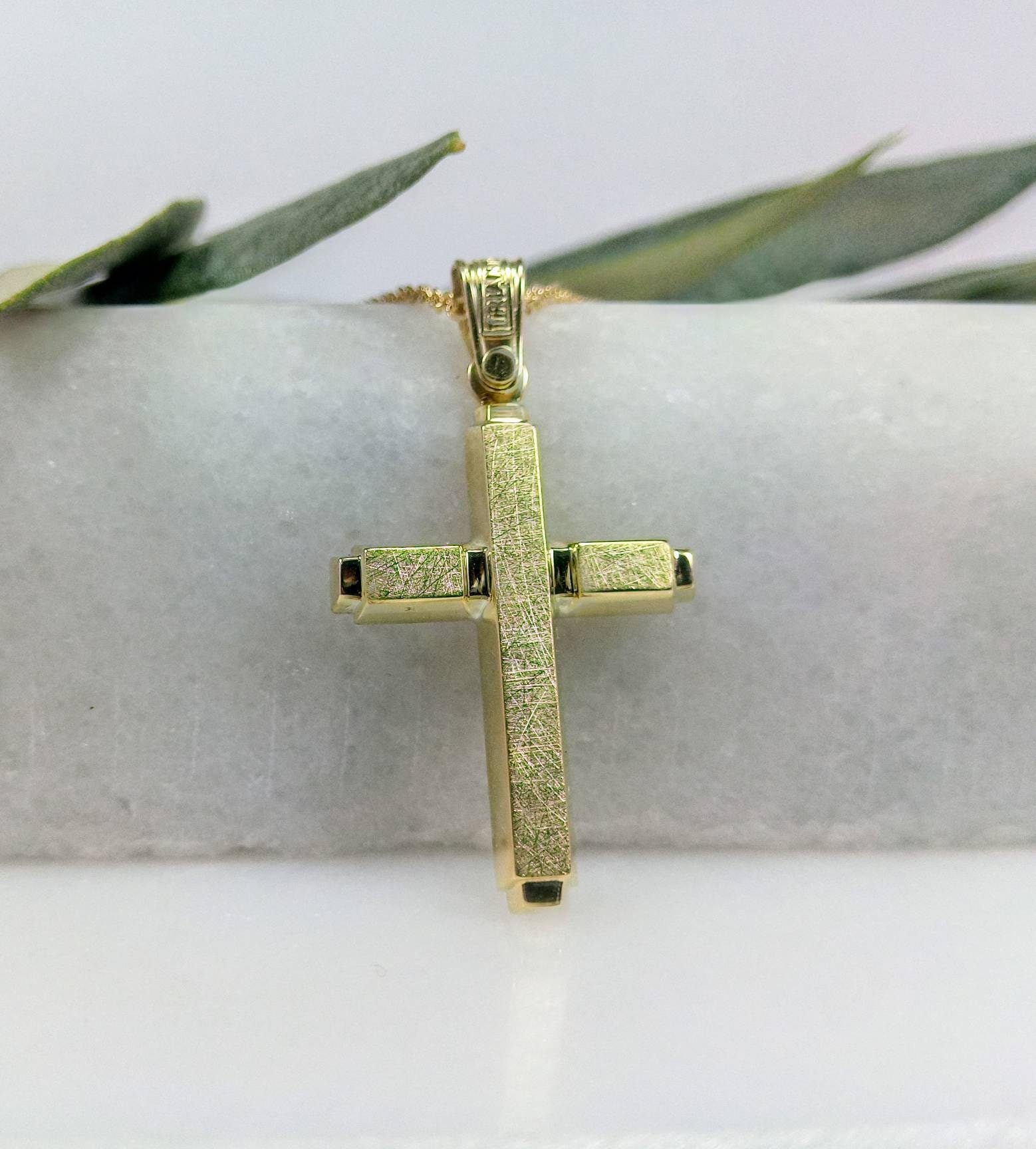 14Κ Gold Cross.baptism Gold Cross.cross for Boy.minimal Gold Cross ...