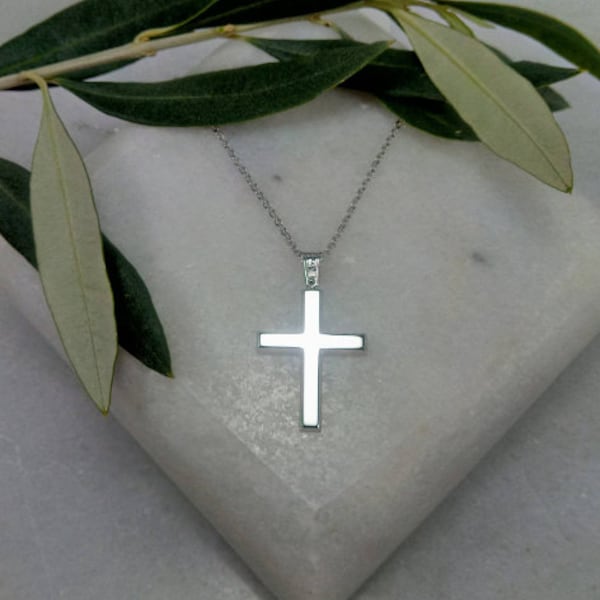 White Gold Cross - Etsy