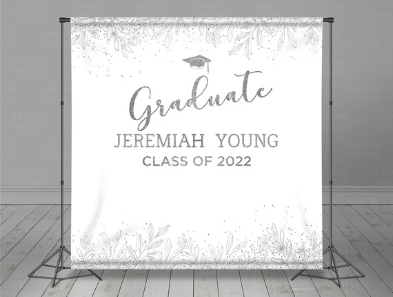 Graduation Backdrop Class of 2021 White and Silver Backdrop | Etsy