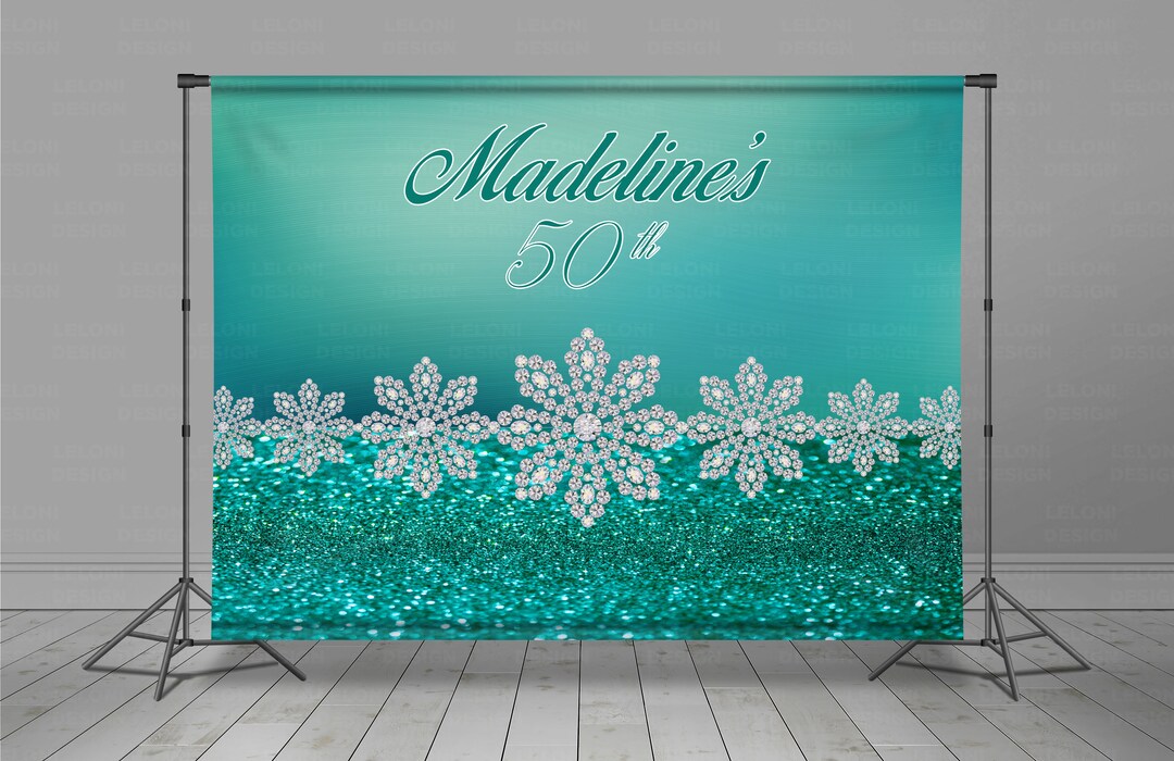 Turquoise Color Backdrop Banner, Anniversary, Sparkle, Vip, Custom ...