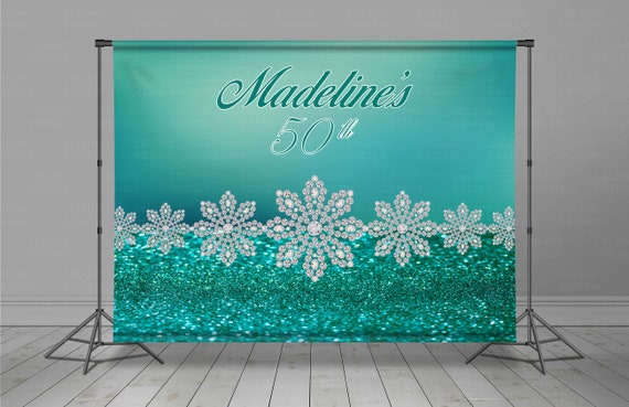 Turquoise Color Backdrop Banner Anniversary Sparkle Vip - Etsy