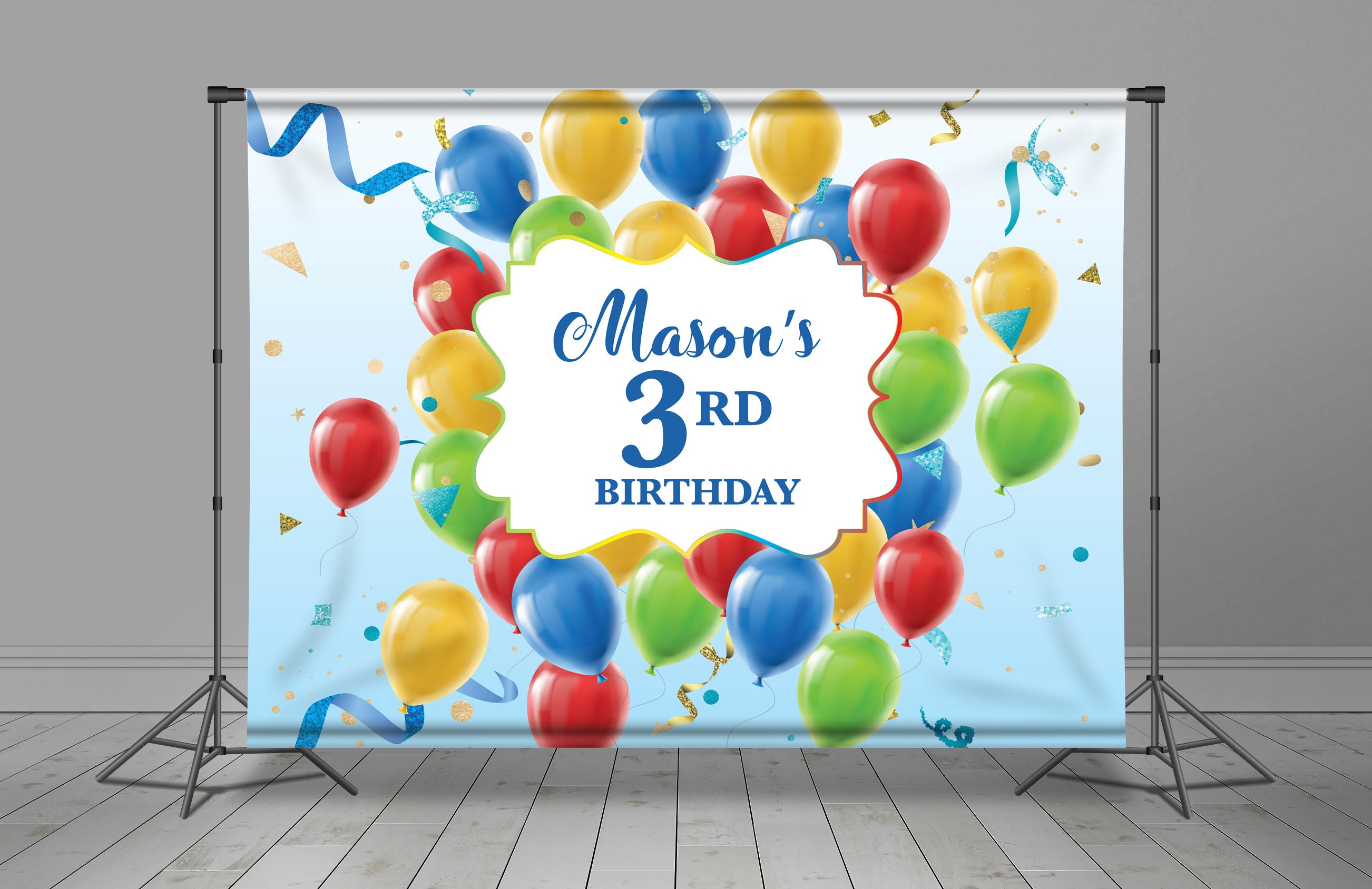Birthday Balloons Backdrop Banner Birthday Background - Etsy