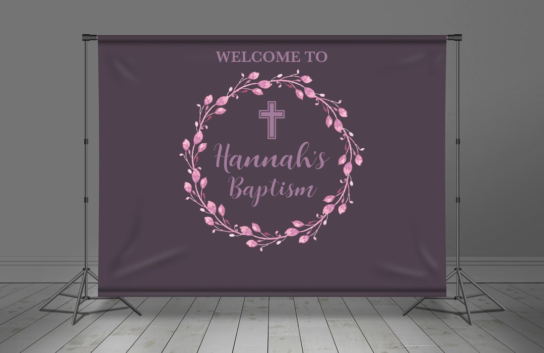 Baptism, Christening Backdrop Banner, Religion Theme, Baby Girl ...