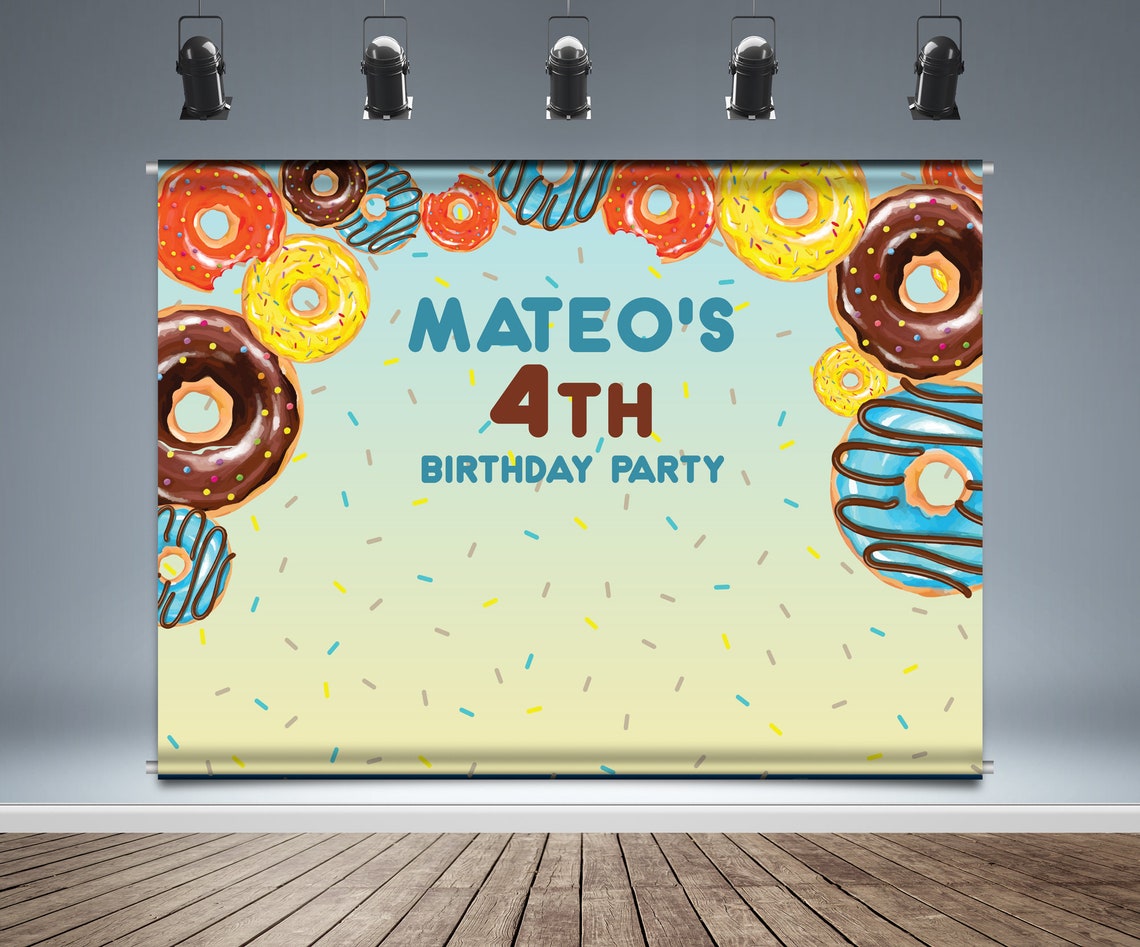 Donut Party Backdrop Banner Baby Shower Birthday Party Any - Etsy