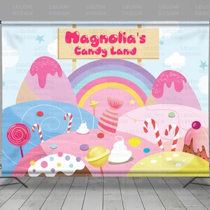 Candyland, Backdrop Banner, Colorfull, Candy Bar, Birthday Background ...