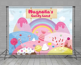 Candy Bar Backdrop Banner Birthday Background Lollipop | Etsy
