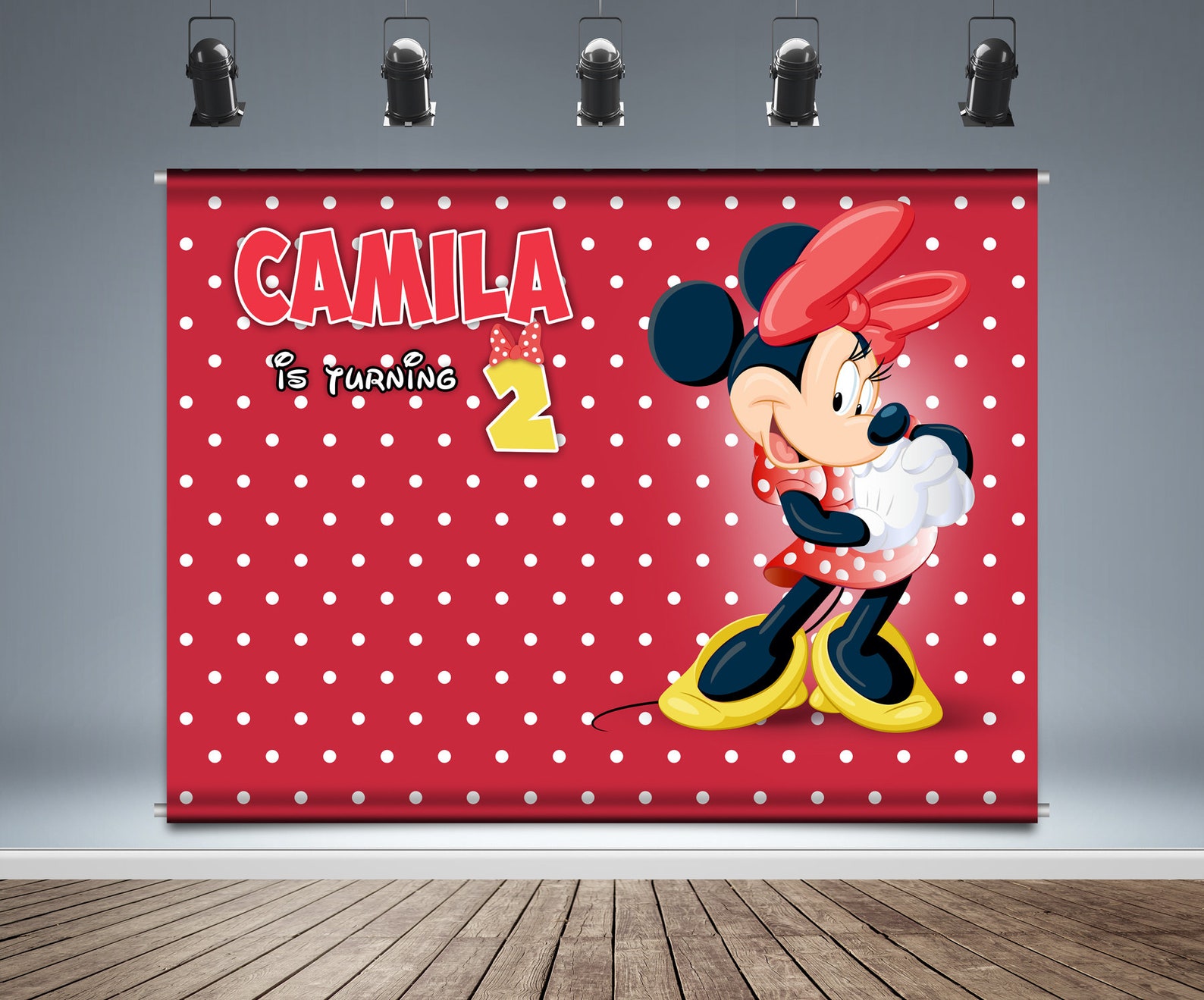 Minnie Mouse Backdrop Banner Classic Red Polka Dot Party - Etsy