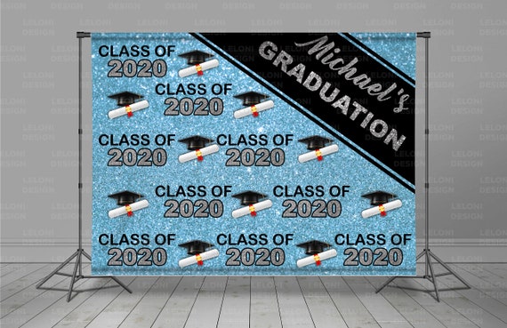 Graduation Backdrop Class of 2021 Blue and Silver Backdrop - Etsy