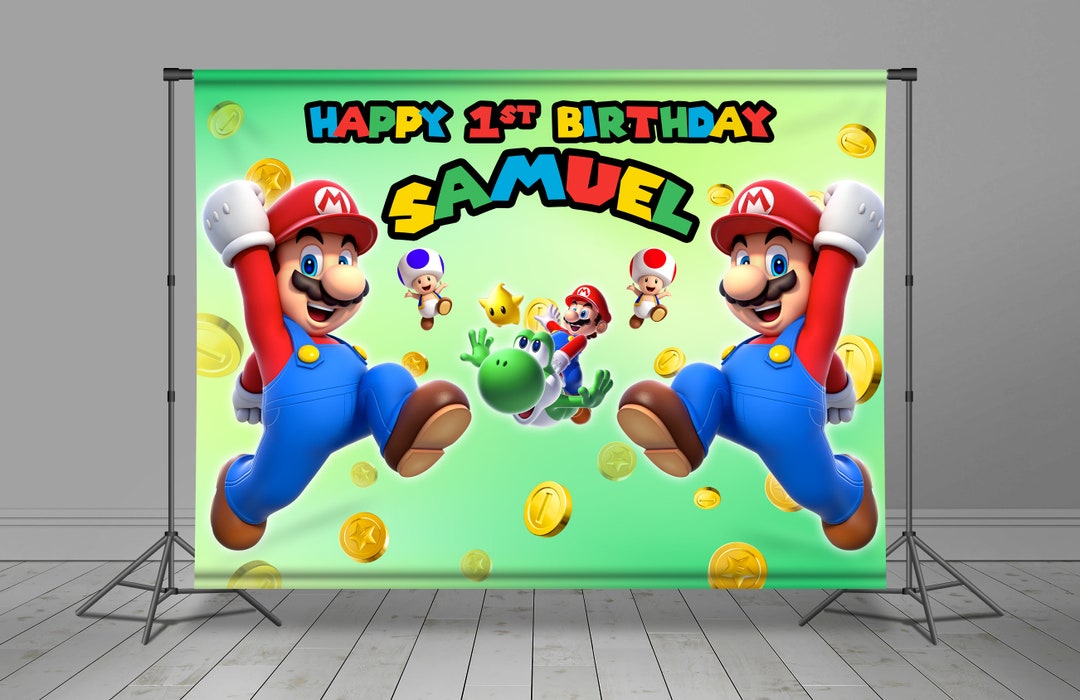 Super Mario Backdrop Banner, Kids Party Theme, Green Birthday Decoratio ...