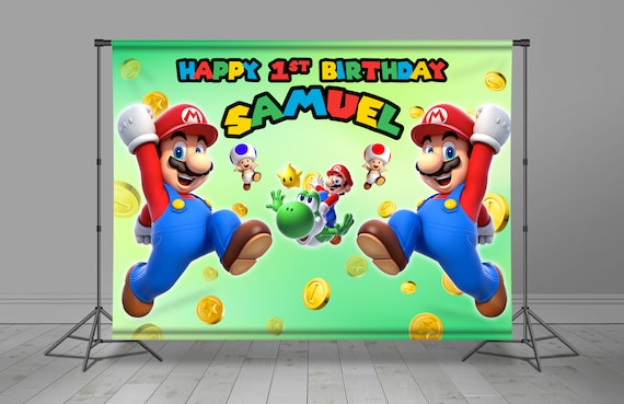 Super Mario Backdrop Banner Kids Party Theme Green Birthday | Etsy