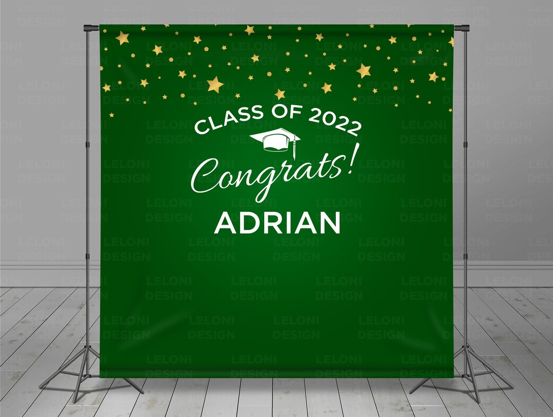 Graduation Backdrop, Class of 2021, Green and Gold Backdrop, Prom ...