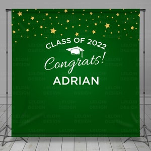Graduation Backdrop, Class of 2021, Green and Gold Backdrop, Prom ...