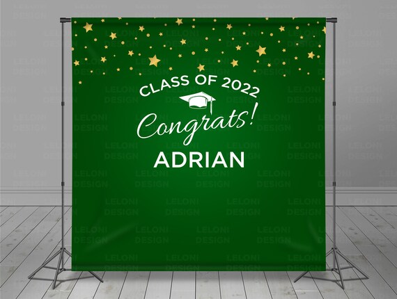 Graduation Backdrop Class of 2021 Green and Gold Backdrop | Etsy