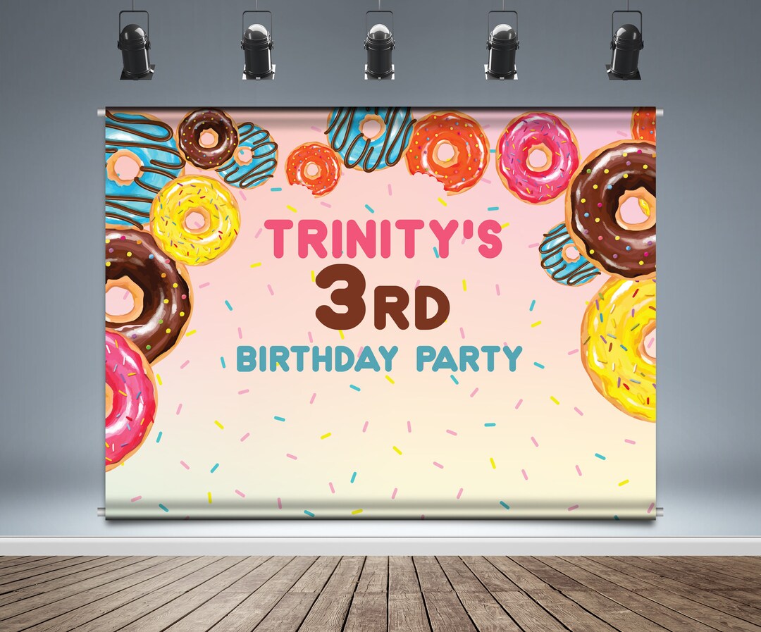 Donut Party Backdrop Banner, Baby Shower, Birthday Party, Any Occasion ...