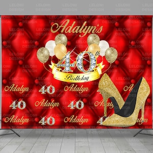 Step and Repeat Backdrop Banner, Red and Gold, Shoes Theme, Graduation ...