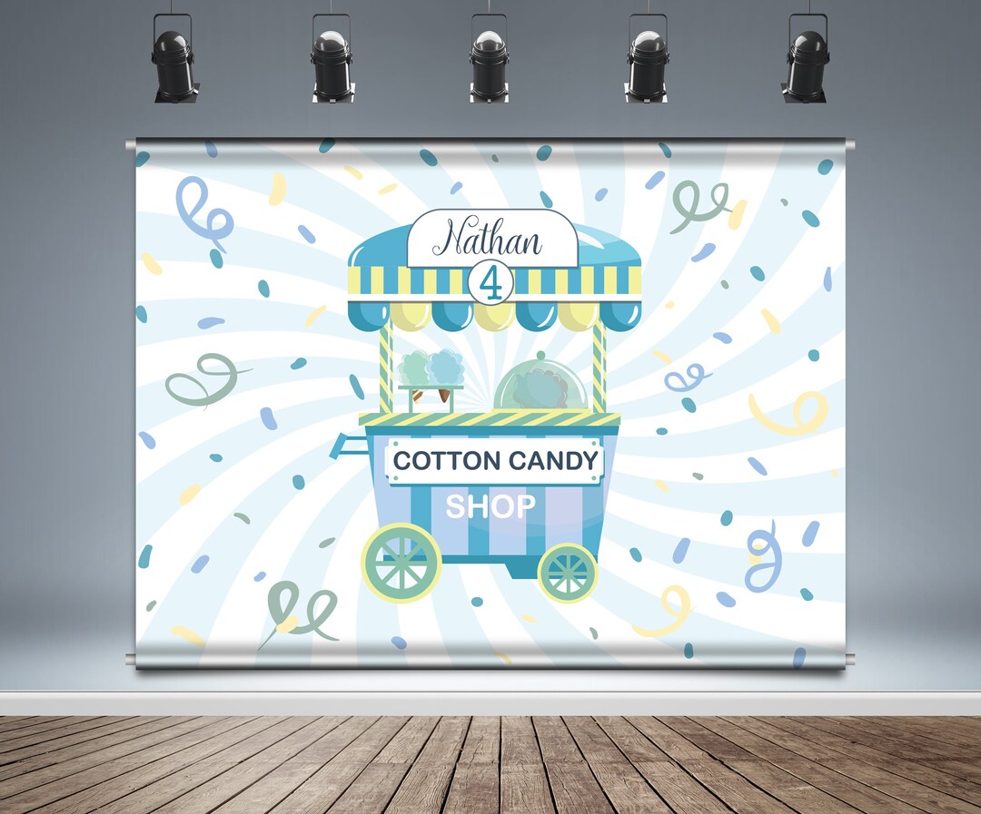 Candy Shop Backdrop Banner, Cotton Candy, Baby Shower, Birthday Party ...