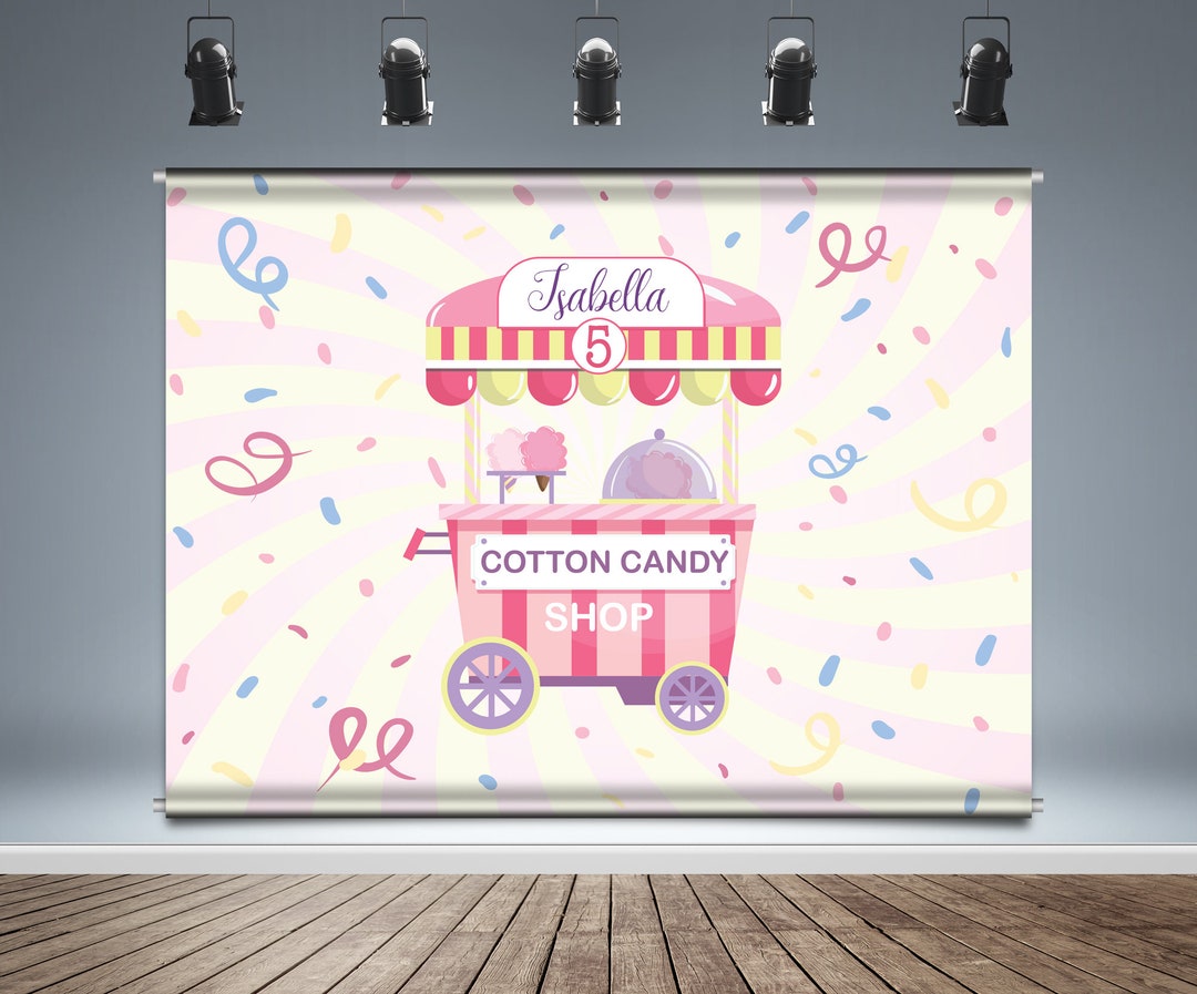 Candy Shop Backdrop Banner, Cotton Candy, Baby Shower, Birthday Party ...