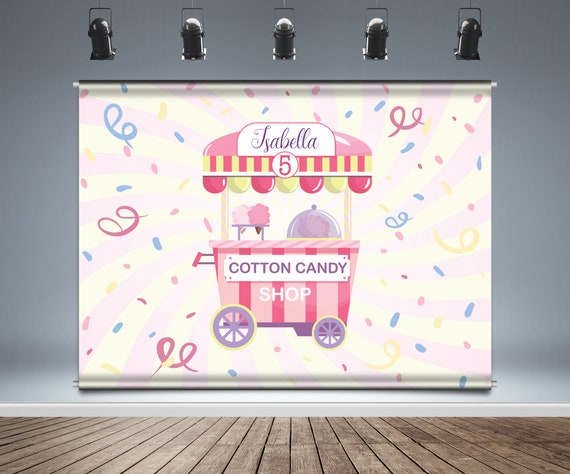 Candy Shop Backdrop Banner Cotton Candy Baby Shower | Etsy