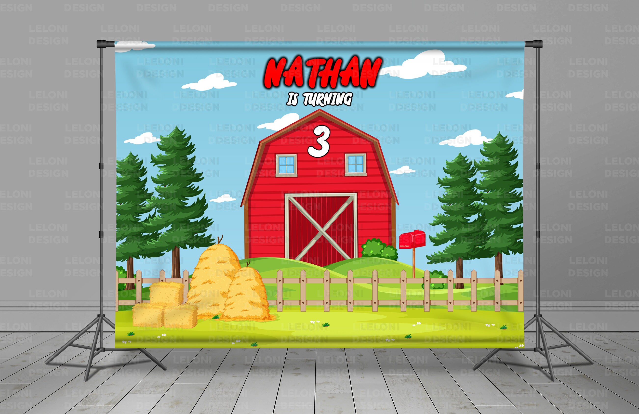 Barn Backdrop Banner Personalized Customize Theme Farm Red | Etsy