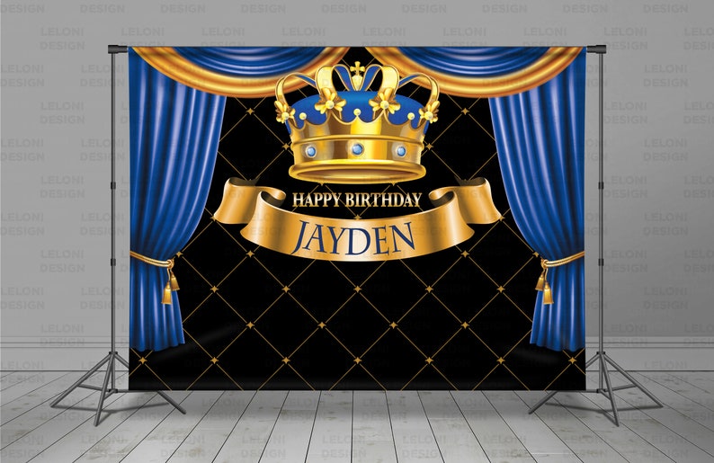 Luxury Royal Backdrop Banner Gold Crown and Ribbon Any | Etsy