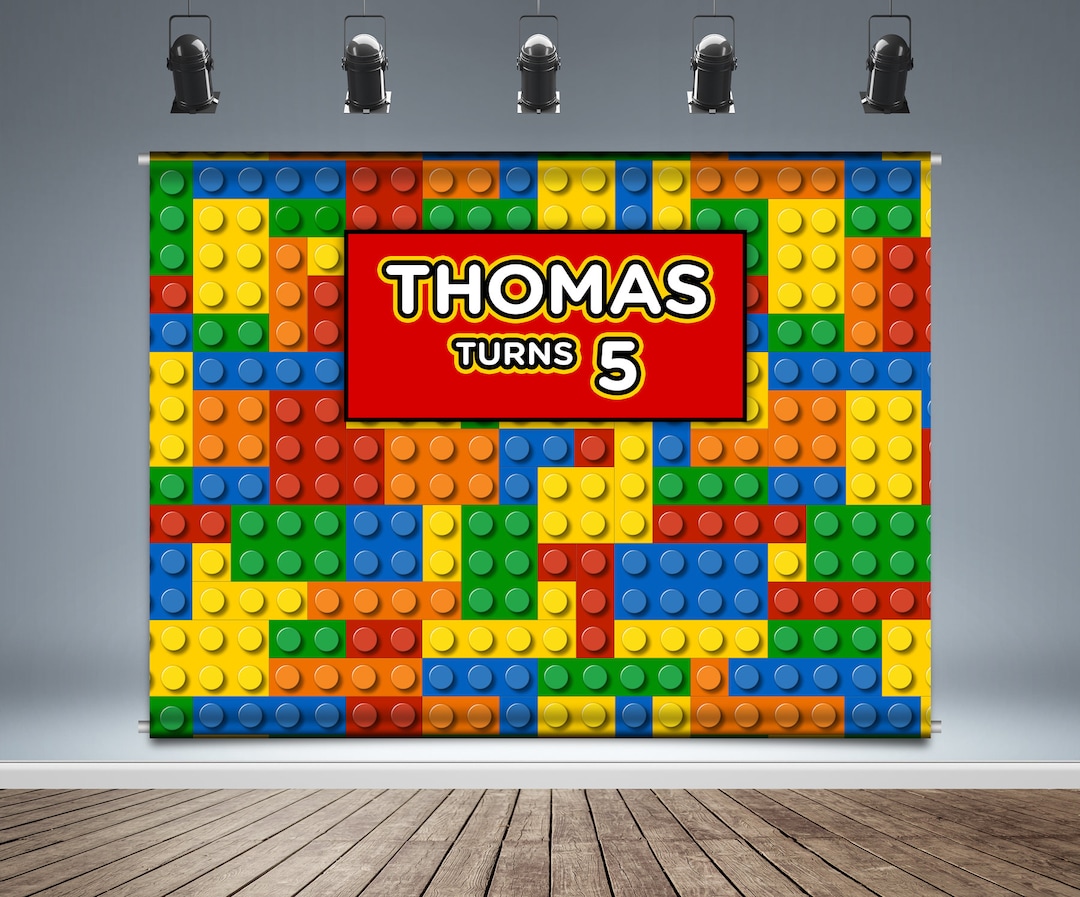 Colored Plastic Bricks Backdrop Banner, Birthday Background, Block ...