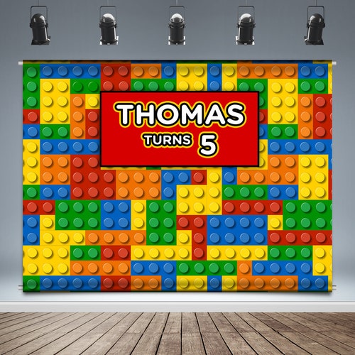 Colored Plastic Bricks Backdrop Banner Birthday Background - Etsy