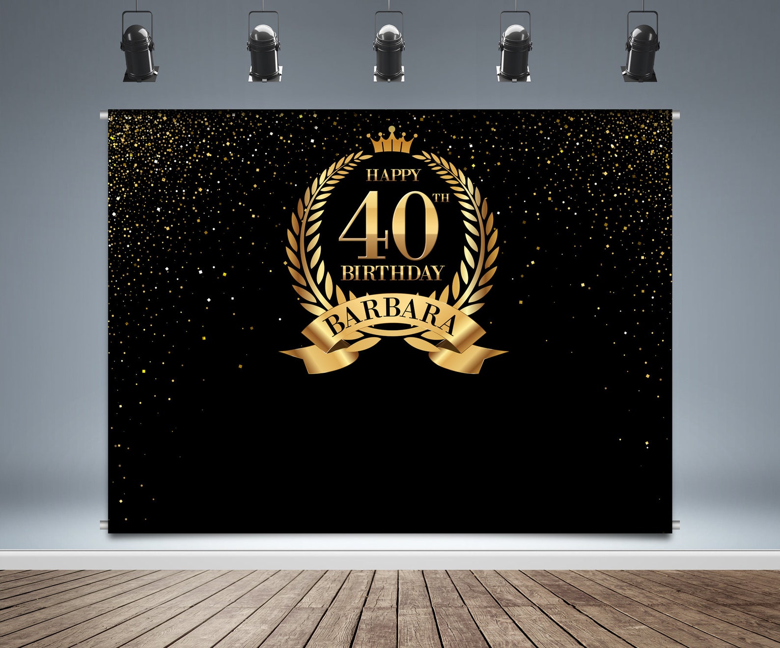 40th Birthday Backdrop Banner, Anniversary, Wedding, Sweet 16, Sparkle ...
