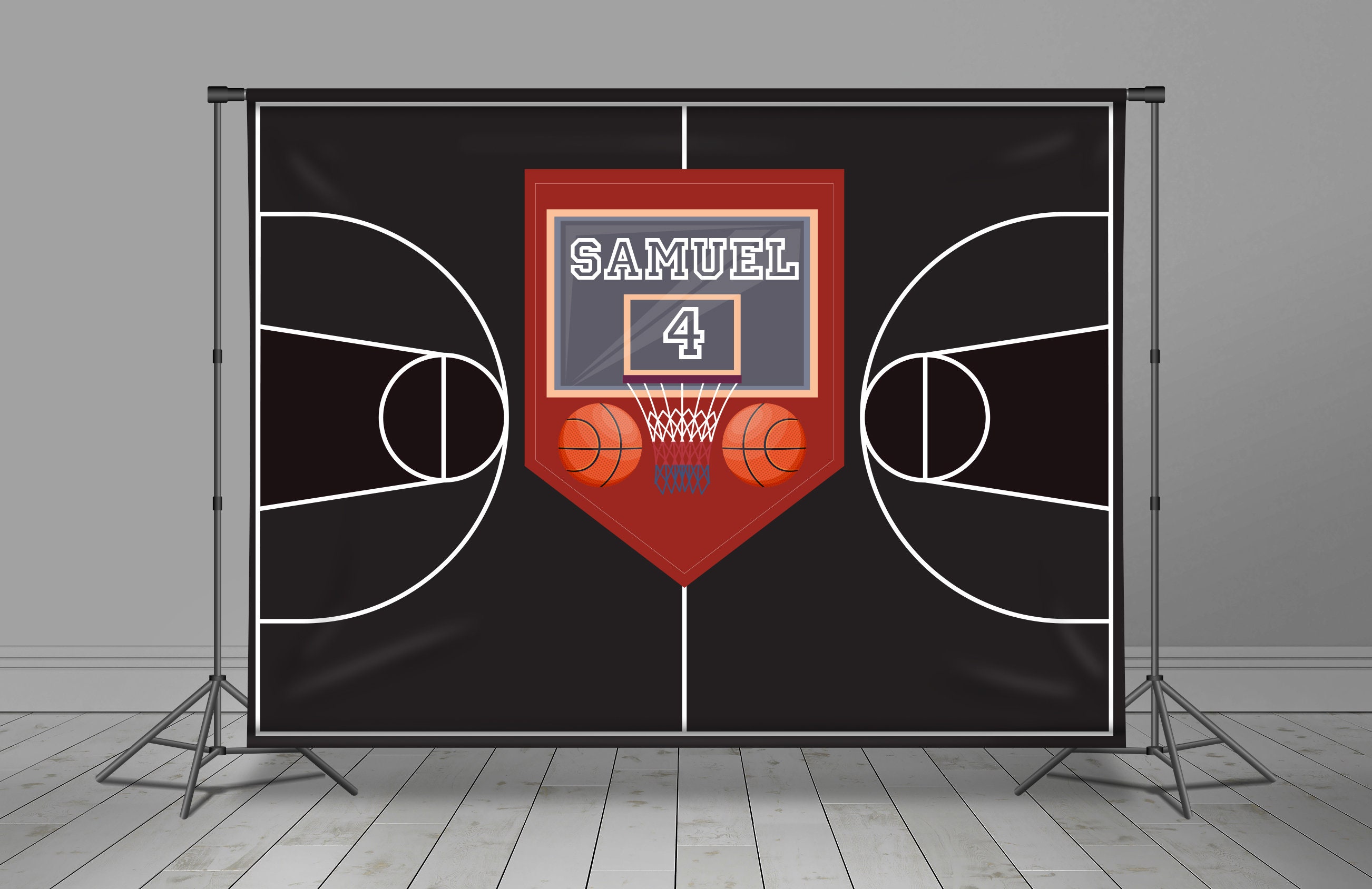 Basketball Court Backdrop Banner Sport Birthday Background | Etsy