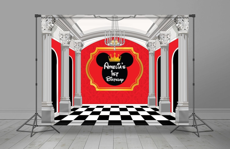 Red Minnie Mouse Castle Backdrop Banner Customized Colors - Etsy