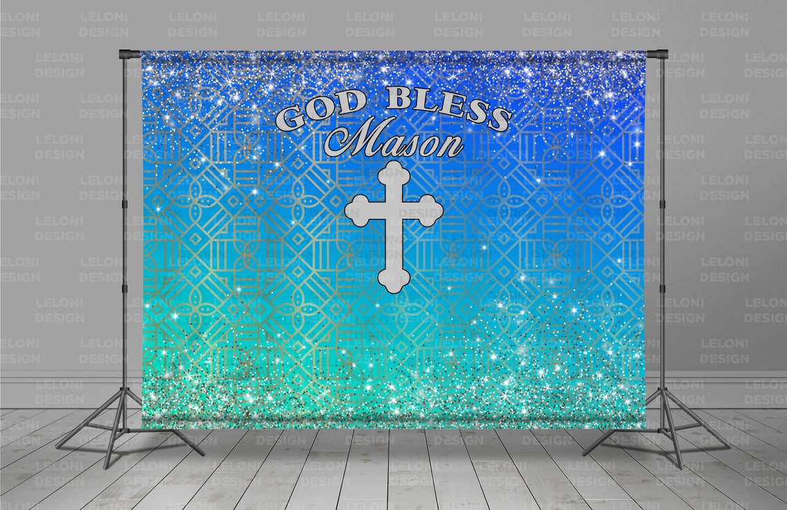 Baptism Christening Backdrop Banner Baby Boy Background - Etsy