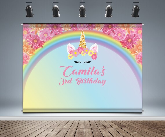 Unicorn Eyelashes Backdrop Banner Custom Birthday Theme | Etsy
