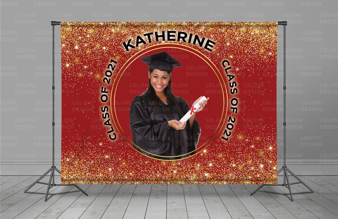 Graduation Backdrop, Class of 2021, Red and Gold Backdrop, Custom Grad ...