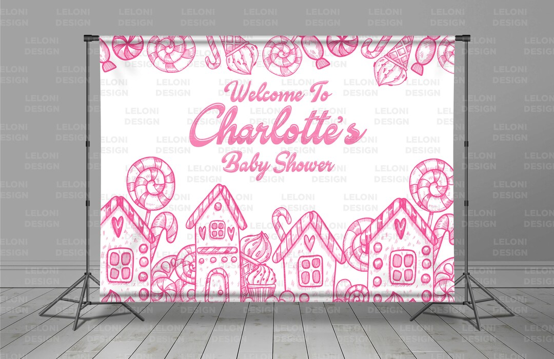 Candyland, Candy Shop, Backdrop Banner, Pink White, Candy Bar, Birthday ...