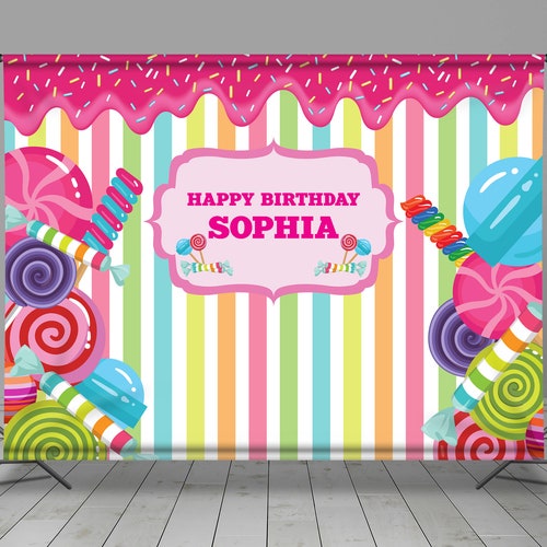 Candy Bar Backdrop Banner Birthday Background Lollipop - Etsy