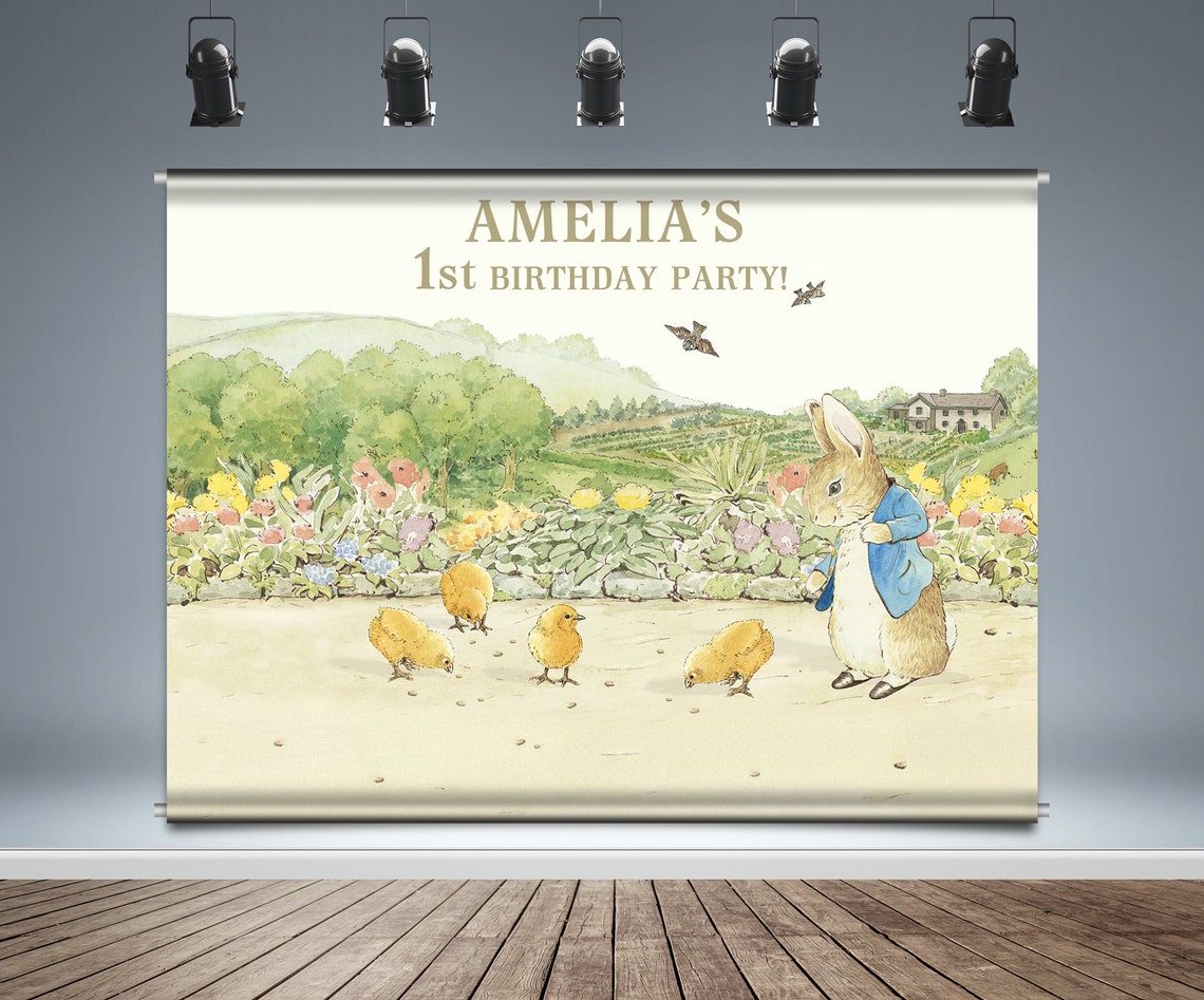 Peter Rabbit Backdrop Banner Birthday Background Print | Etsy